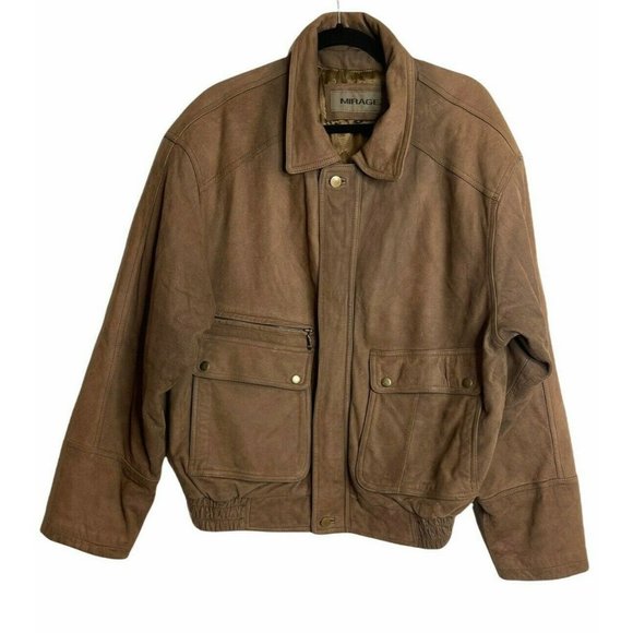 mirage | Jackets & Coats | Vintage Mirage Brown Leather Bomber Jacket ...